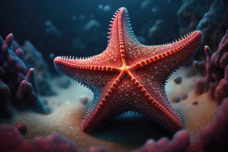 Deep Red Sea Star with Thick,Ultrarealistic. Generative AI Stock ...