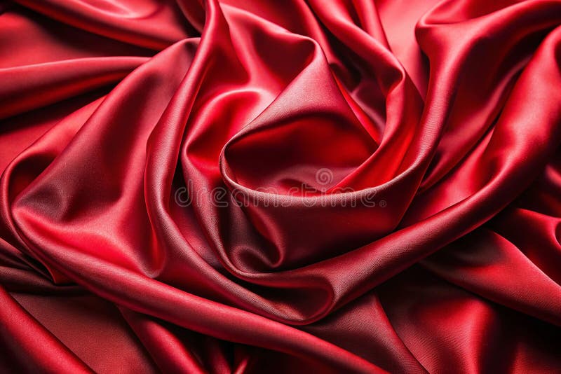 Deep Red Silk Fabric Draped, Studio Shot Stock Illustration ...