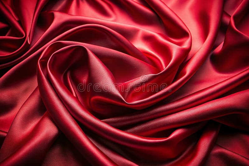 Deep Red Silk Fabric Drapes, Studio Shot Stock Illustration ...
