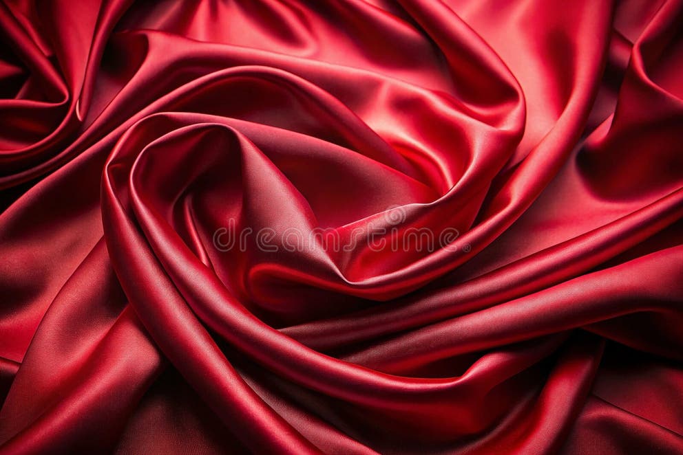 Deep Red Silk Fabric Drapes, Studio Shot Stock Illustration ...