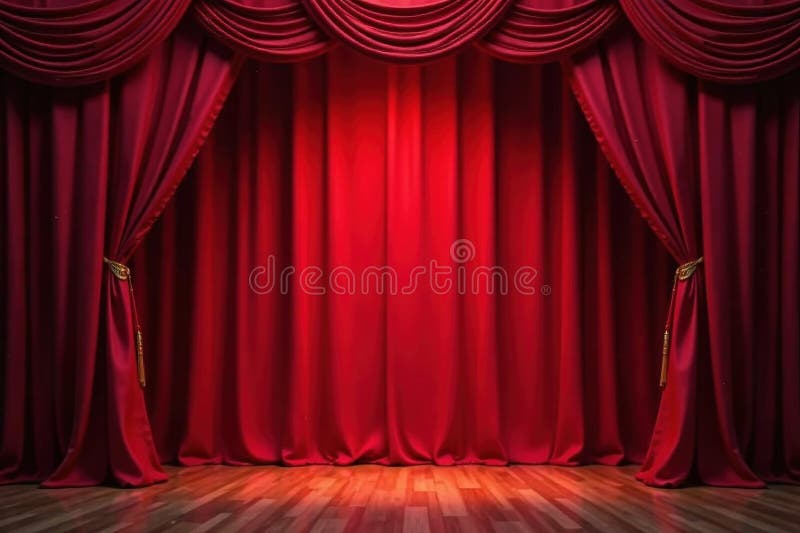 Deep Red Stage Curtain, Elegant Arched Entryway, Color, Element ...
