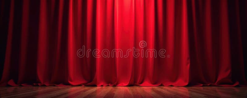 Deep Red Stage Curtain, Rich Texture, Dramatic Lighting , Theatre ...