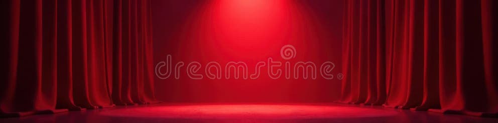 Deep Red Stage Drapes, Bright Spotlight Centered, Red, Stage Light ...