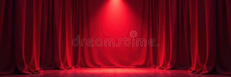 Deep Red Stage Drapes, Single Spotlight Illuminating Center, Curtains ...