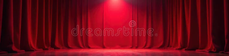Deep Red Stage Drapes, Single Spotlight Illuminating Center, Theater ...