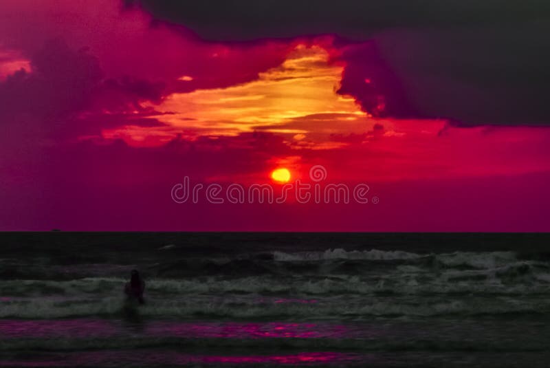 Deep red sunset stock photo. Image of orange, reed, shore - 71715130