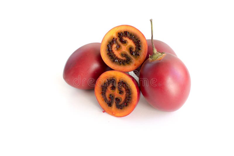 Deep Red Tamarillo Tree Tomato Sliced and Whole Stock Image - Image of ...
