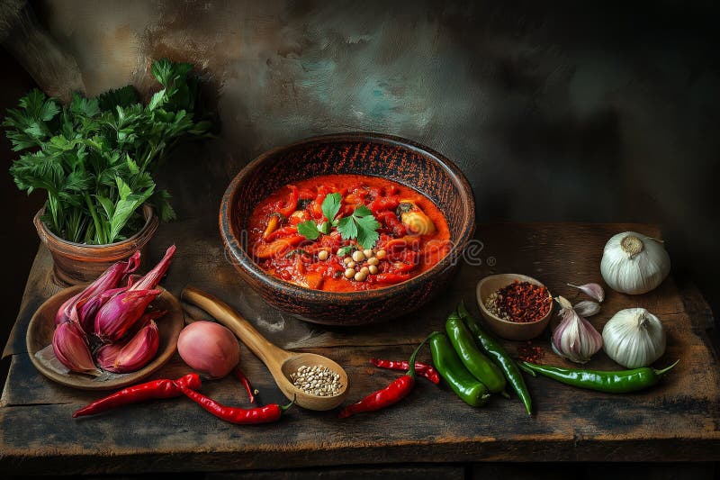 Deep Red Thai Curry Bowl Stock Illustrations – 17 Deep Red Thai Curry ...