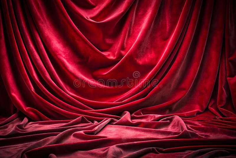 Deep Red Velvet Drapes, Dramatic Stage Backdrop Stock Illustration ...