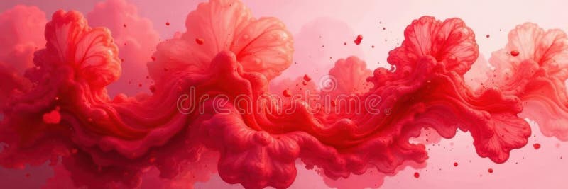 Deep Red Watercolor Wash, Diffused Gradients, Organic Forms, Abstract ...