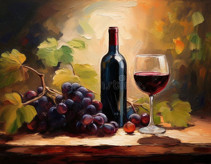 Deep Red Wine and Purple Grapes Stock Illustration - Illustration of ...