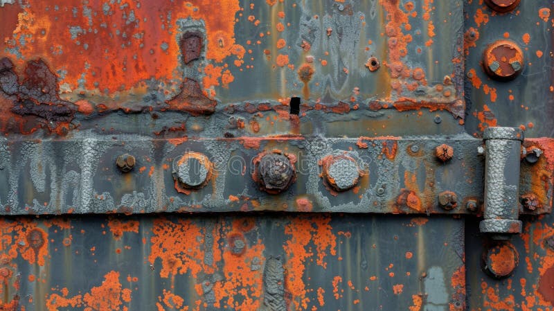 The Deep Redorange Color of the Rust Contrasts with the Dull Gray Metal ...