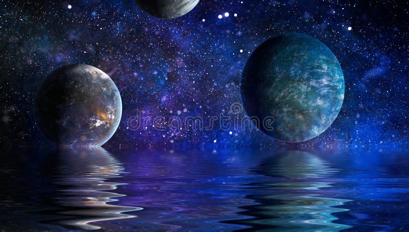 Deep Reflected Space in Water . High Definition Star Field Background ...