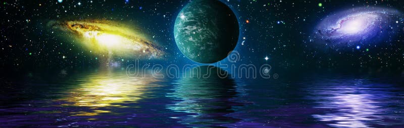 Deep Reflected Space in Water . Starry Outer Space Background Texture ...