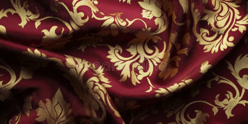 Deep Ruby Red with Golden Damask Patterns, Rich, Regal, and Timeless ...