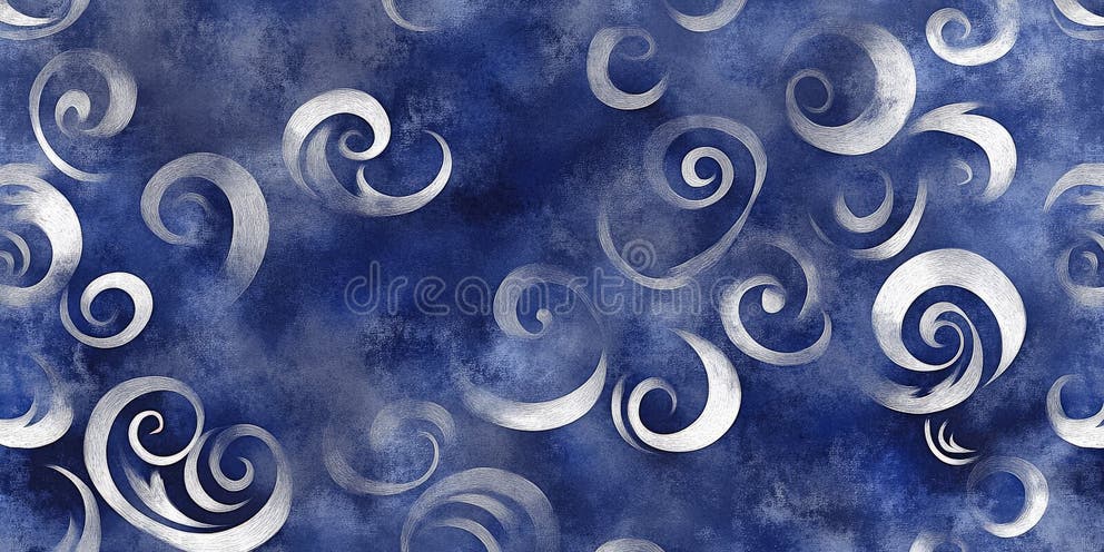 Deep Sapphire Blue and Silver Ink-style Watercolor Texture with ...