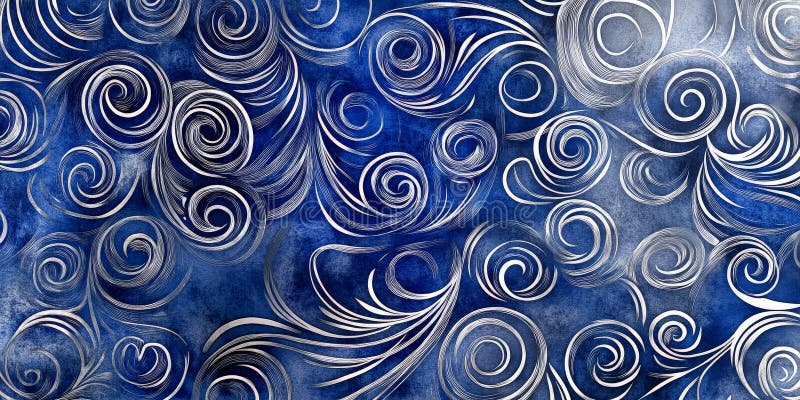 Deep Sapphire Blue Silver Ink Style Watercolor Texture Swirling Stock ...