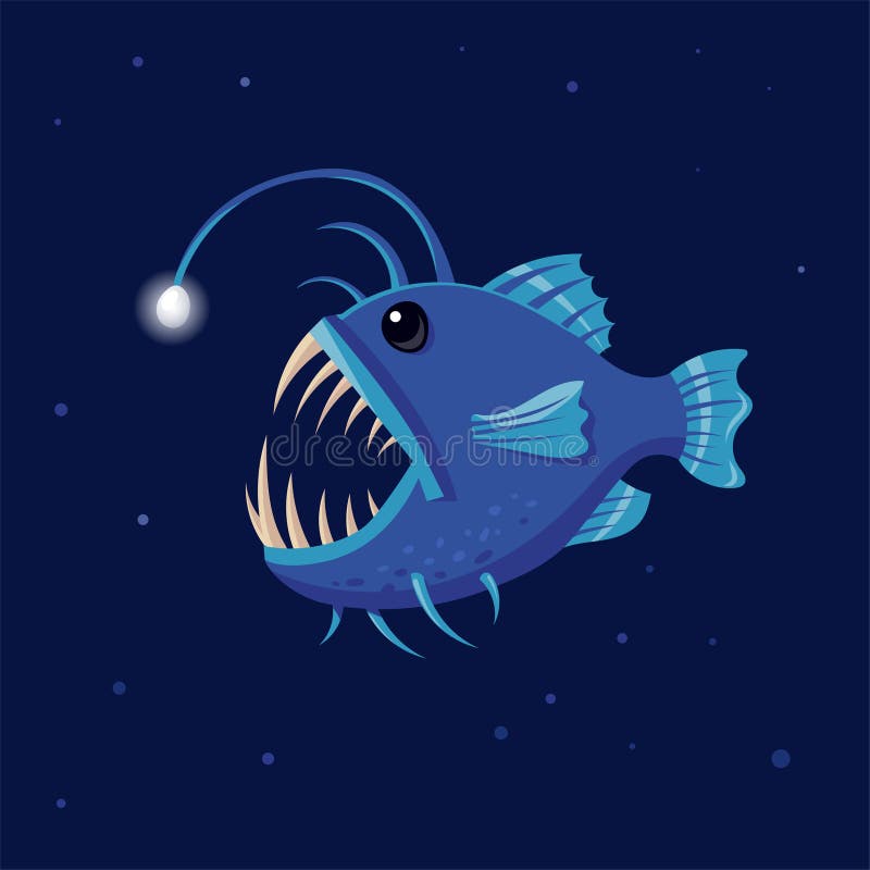 Deep Sea Angler Fish Vector Stock Vector - Illustration of scary, angry ...