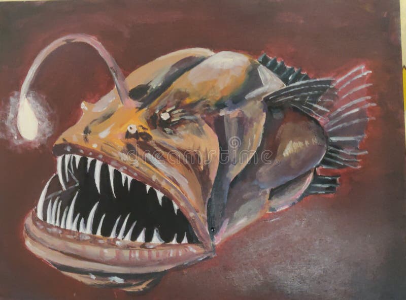 Deep sea anglerfish stock image. Image of mural, wood - 260975739