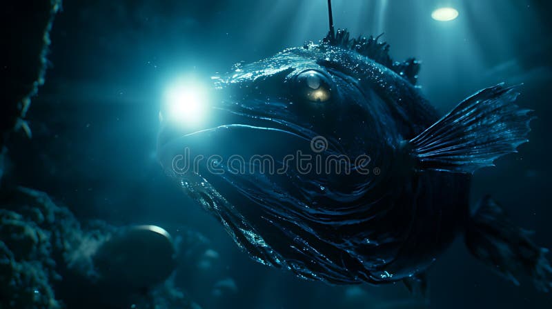 Deep Sea Anglerfish Illuminated by Light Stock Photo - Image of ...