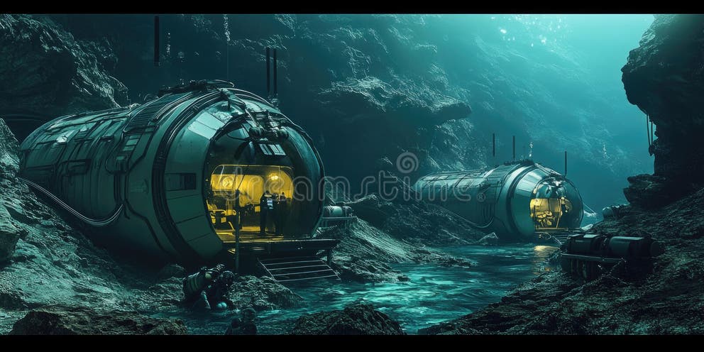A DeepSea Base Where Divers Explore the Ocean Floor for Oceanography Underwater and Exploration ...