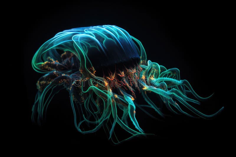 Deep-sea Creature Glowing with Bright, Bioluminescent Patterns Stock ...