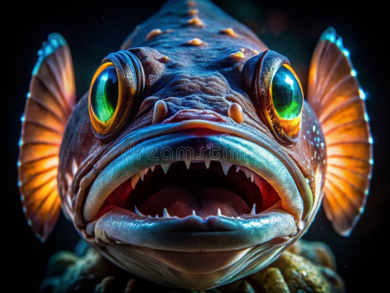 Deep Sea Creature with Striking Front Teeth a Stunning Underwater Macro ...