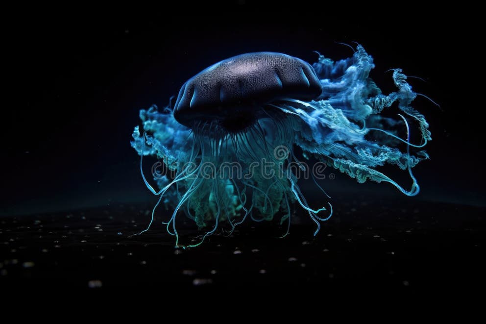 Deep-sea Creature Surrounded by Clouds of Bioluminescent Light Stock ...