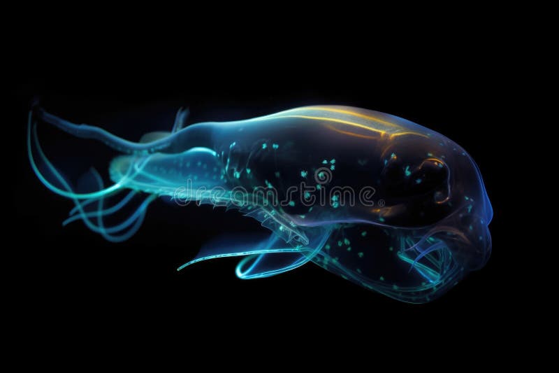 Deep-sea Creature Swimming in Schools, with Bioluminescence Lighting ...