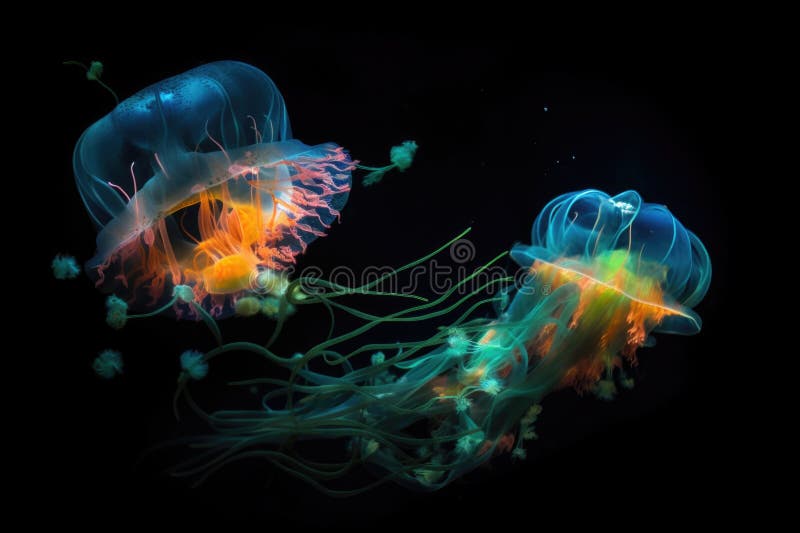 Deep-sea Creatures Racing Each Other in a Display of Bioluminescence ...