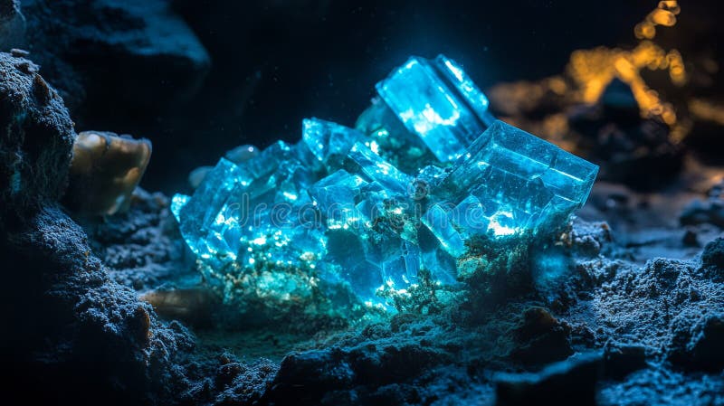 Deep-sea Diver Exploring Glowing Ruins. Stock Image - Image of ...