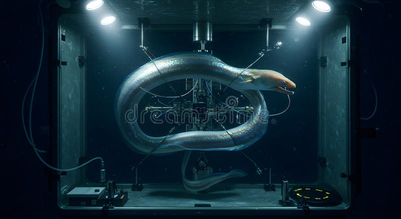 A Deep Sea Eel Under Scientific Observation in an Underwater Research ...