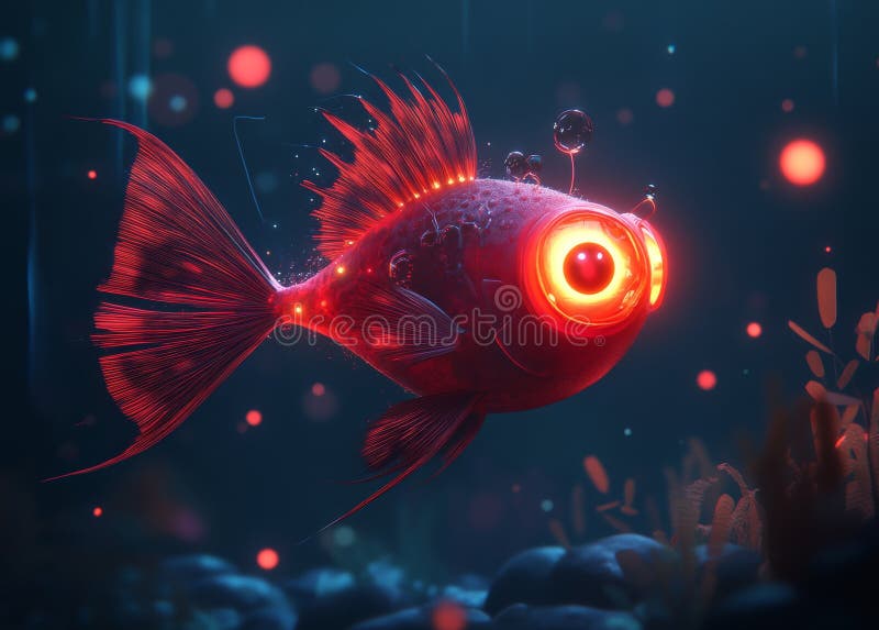 A Deep-sea Fish with Sharp Teeth and a Glowing Lure on Its Head Stock ...