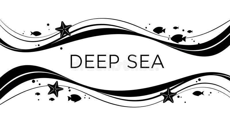 Deep Sea Graphic Border with Fish and Starfish Illustration Stock ...