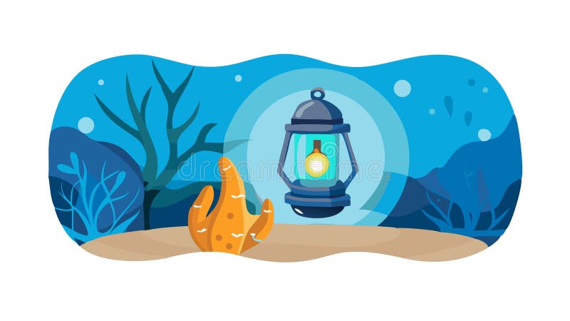 Deep Sea Lantern Icon, Underwater Light and Discovery, Vector Design ...