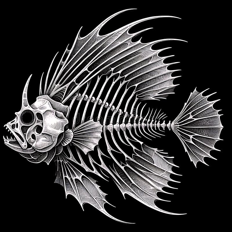 Deep Sea Monstrous Skeletal Fish. Stock Illustration - Illustration of ...