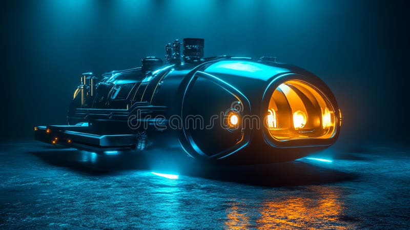Deep Sea Observatory with Glowing Lights. Stock Image - Image of ...