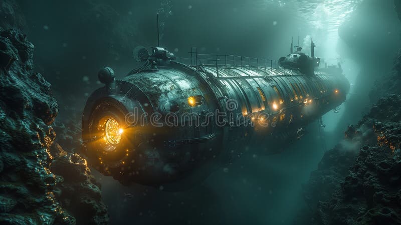 Deep-sea Oceanographer Exploring the Abyss Stock Illustration ...