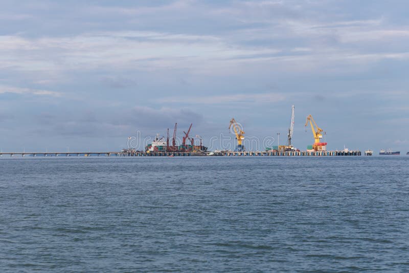Deep sea port at sea. stock photo. Image of dock, construction - 94484724