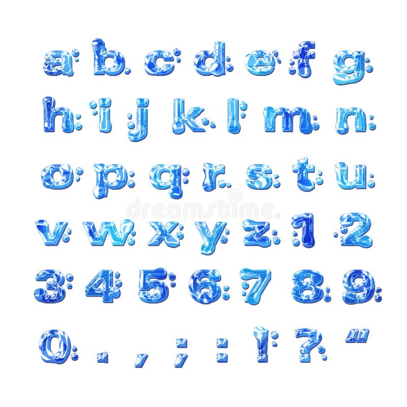 Deep Sea Texture Font - Small Letters Stock Illustration - Illustration ...
