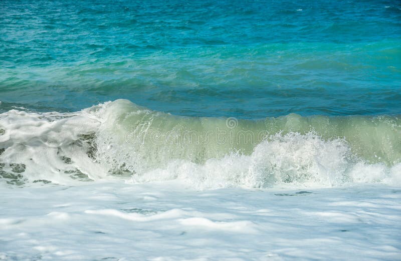 Deep Sea Water Waves. Pebble Beach on the Black Sea Coast Stock Photo ...