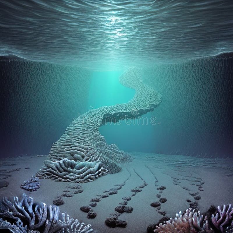 The View of Deep Seabed in the Green Ocean with Coral, Generative AI ...