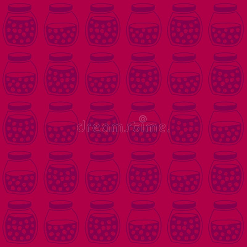 Deep Seamless Pattern with the Cherry Jam Jars. Stock Vector ...