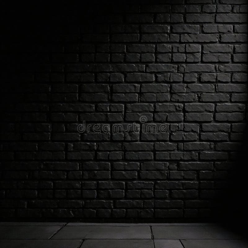 Deep Shadow Black Brick Wall, Weathered Brick, Monochrome, Element ...