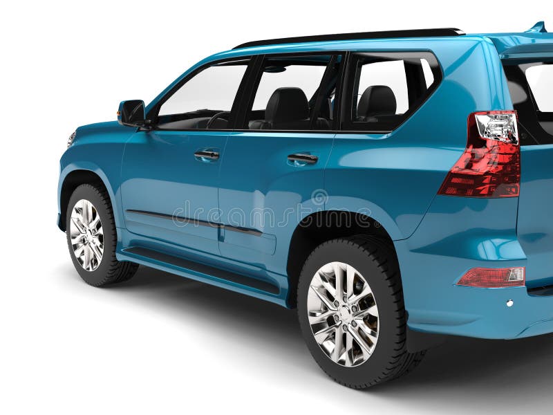 Deep Sky Blue Metallic SUV - Closeup Shot Stock Illustration ...