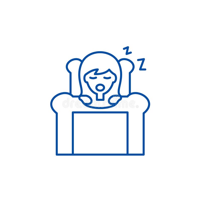 Sleeping Woman in Bed Vector Line Icon, Sign, Illustration on ...