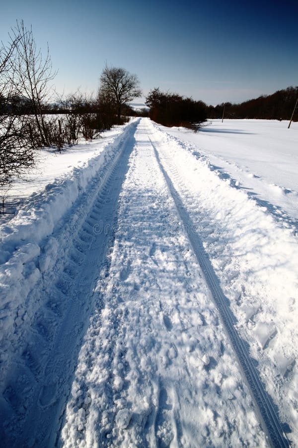 Deep snow road stock photo. Image of urban, forest, winter - 13141580