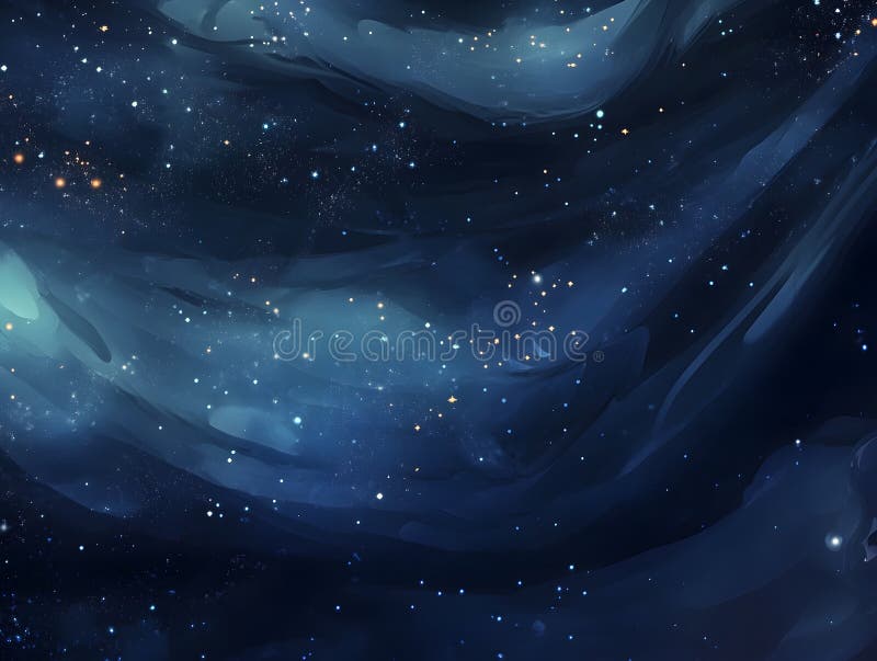 Deep Space Background with Curved Galaxy Arm and Glowing Binary Stars ...