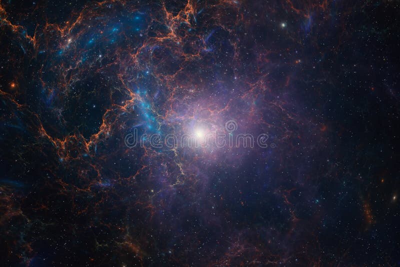 Deep Space Background with Stars and Colorful Nebula Stock Illustration ...