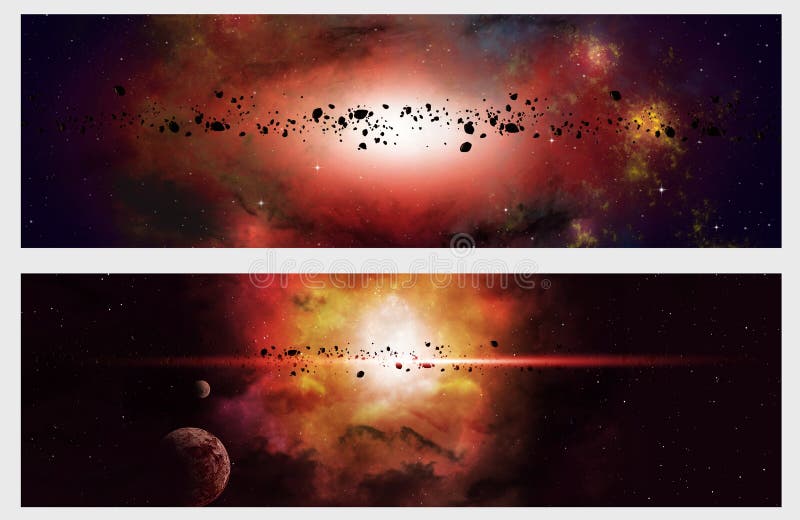 Deep space banners stock photo. Image of ship, orbit - 177434048